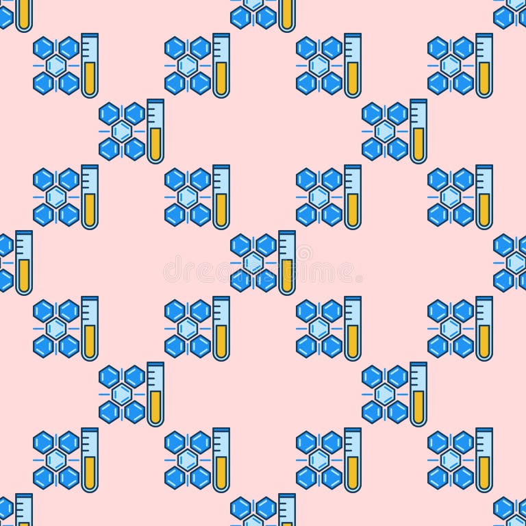 Formula and Test Tube Vector Biochemistry Colored Seamless Pattern ...