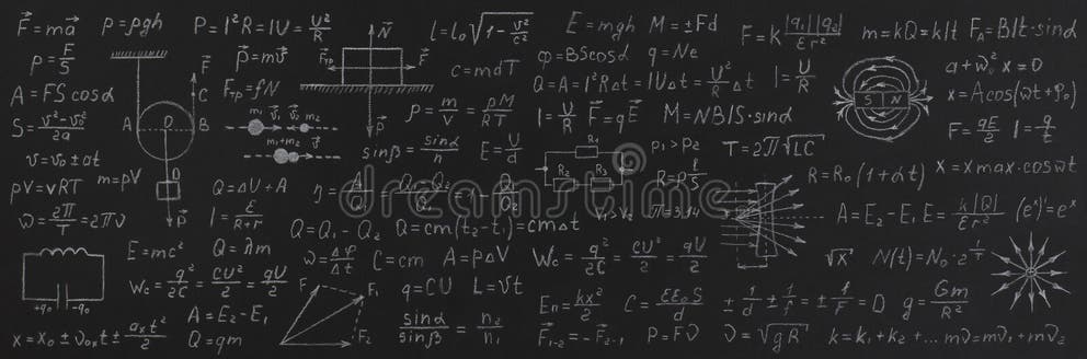 Formulas from Physics on School Blackboard. Back To School Concept ...