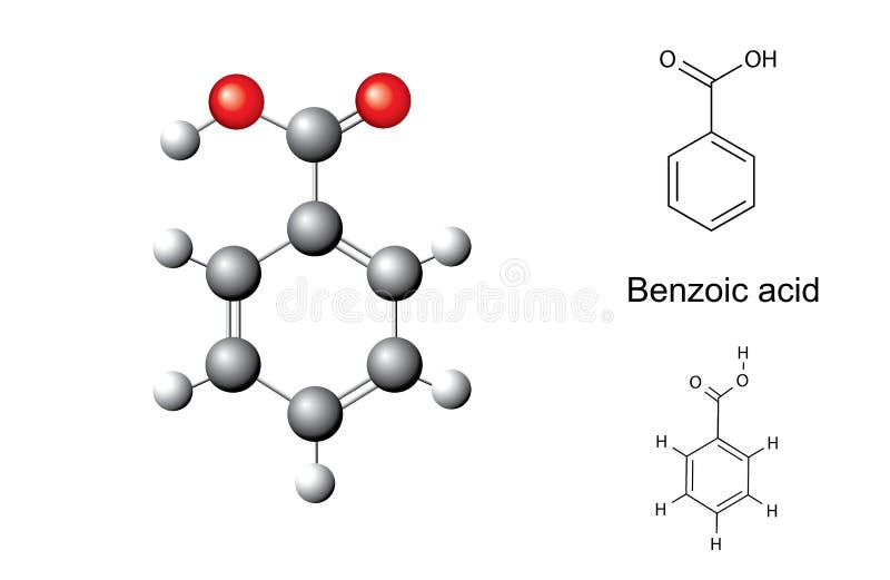 Formules Chimiques Et Modèle Structurels D'acide Benzoïque Illustration ...
