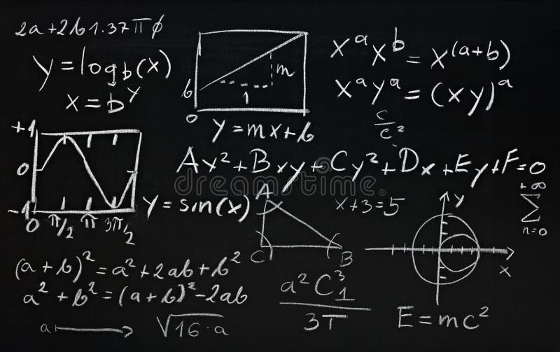 Fermez-vous Les Formules Mathématiques Sur Un Tableau Noir. Cadre D ...