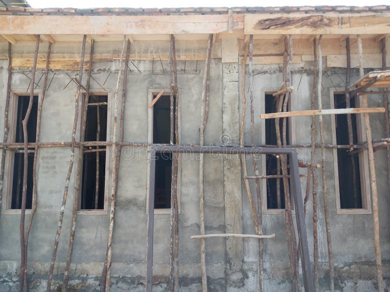 Formwork Cast from Concrete from Boards and Supported with Dolken Stock ...