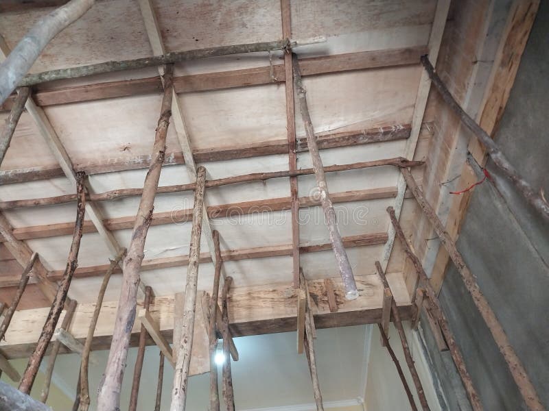 Formwork Cast from Concrete from Boards and Supported with Dolken Stock ...