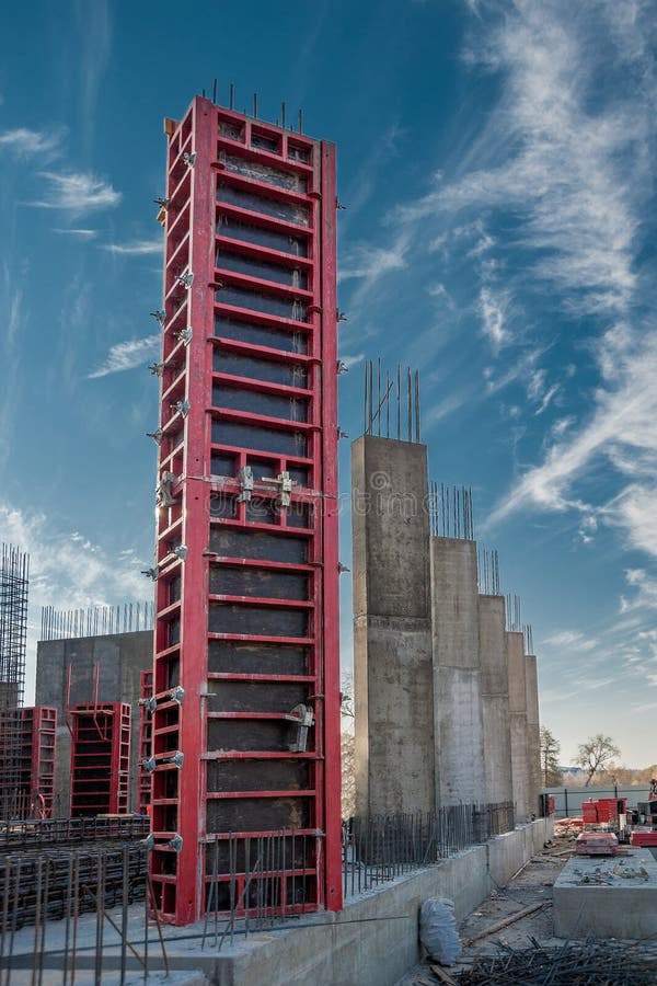 Formwork for Columns in Residential Stock Photo - Image of concrete ...