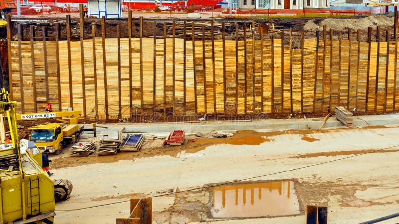 Formwork for Concrete Pouring. a Row of Beams and Struts between Them ...