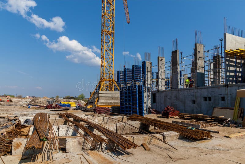 Formwork of Concrete Structure Columns Stock Image - Image of cast ...