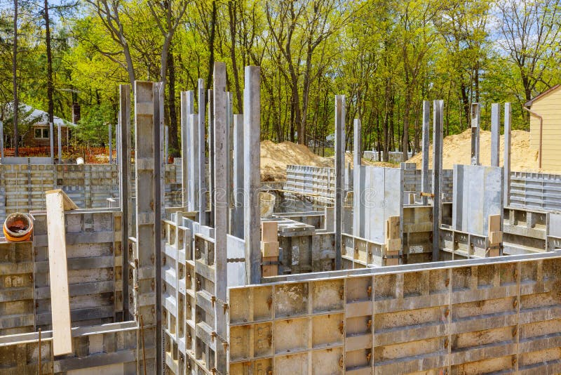 Formwork Construction Concept Unfinished House on the Metal Formwork ...
