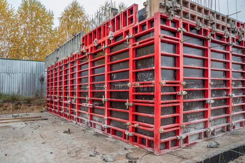 Formwork Panels Connected by Clamps Stock Image - Image of shaft ...