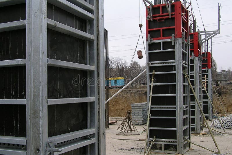 Formwork Panels in Industrial Stock Image - Image of coupler, concrete ...
