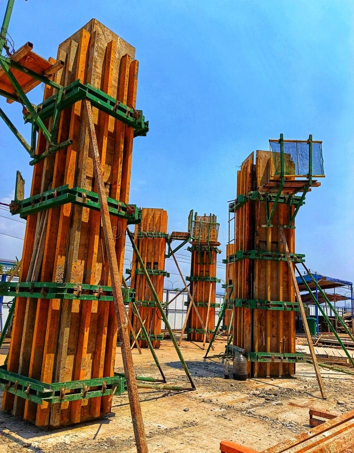 Formwork Pillar Column Office Building Project, Indonesia Stock Image ...