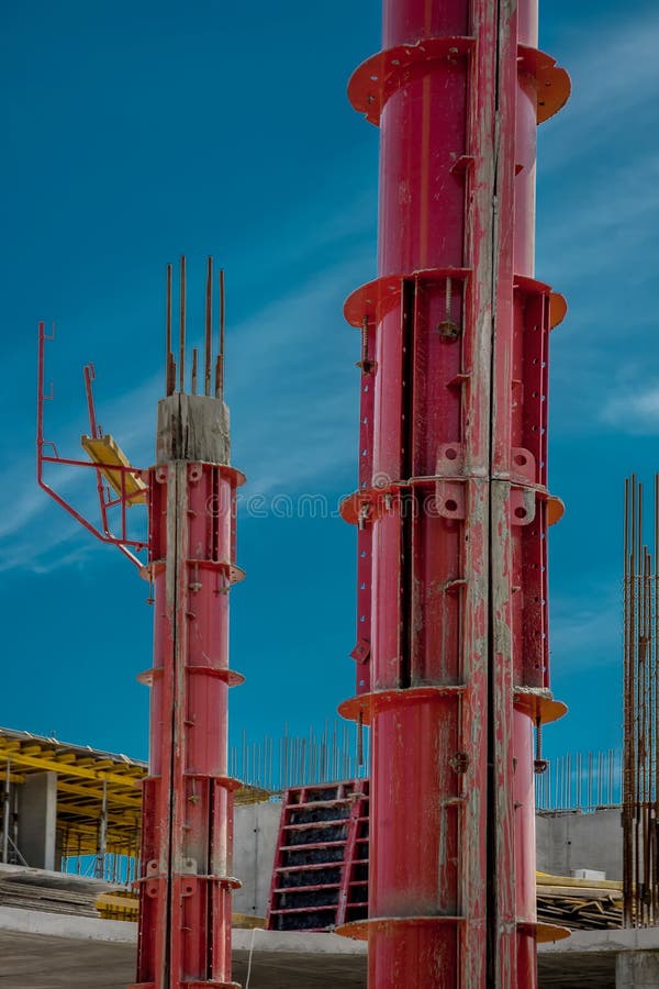 Formwork and Columns in Housing Construction Stock Photo - Image of ...