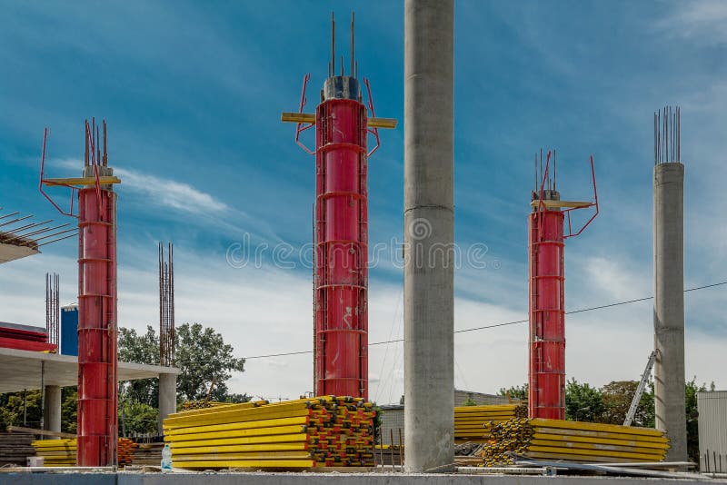 Formwork for round columns stock photo. Image of bracket - 255960352