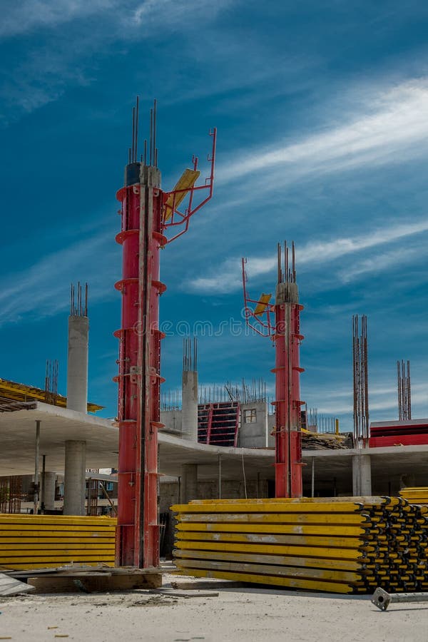 Formwork for round columns stock image. Image of column - 266087935