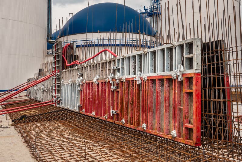 Formwork of vertical walls stock image. Image of contractor - 252868333