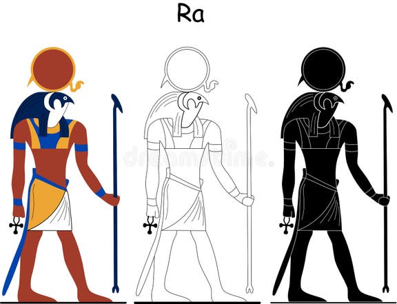 Forntida egyptisk gud - Ra vektor illustrationer. Illustration av ...
