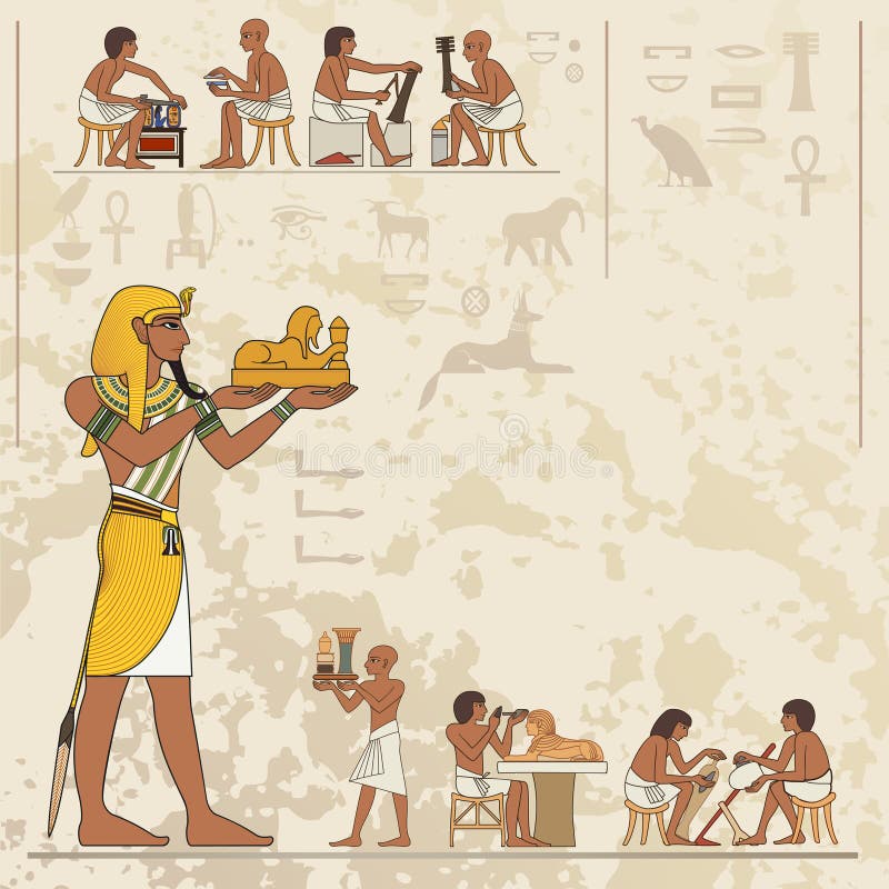 Forntida Egyptisk Hieroglyf Och Symbol Vektor Illustrationer ...