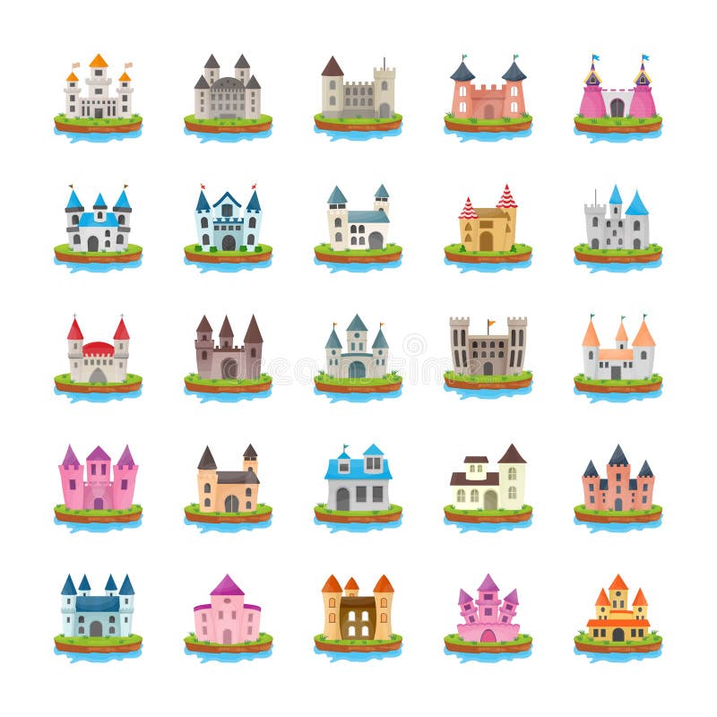 Fort Flat Vector Icons stock illustration. Illustration of ancient ...
