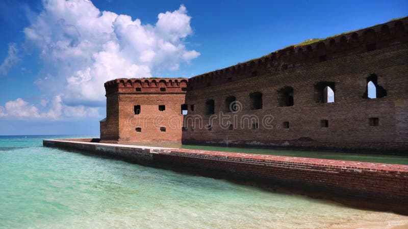 Fort Jefferson, Dry Tortugas - Fort Extending into Ocean Stock Photo ...