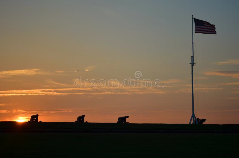 Fort Macon N.C. at sunset stock image. Image of patriotism - 26439535