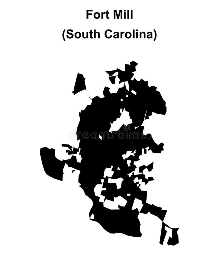 Fort Mill outline map stock illustration. Illustration of silhouette ...