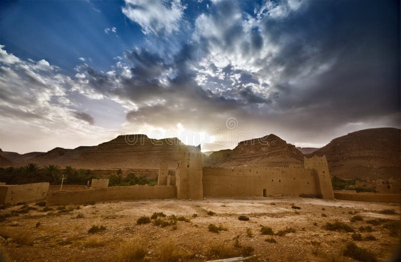 Fort in the Moroccan Desert Stock Photo - Image of desolted, orange ...