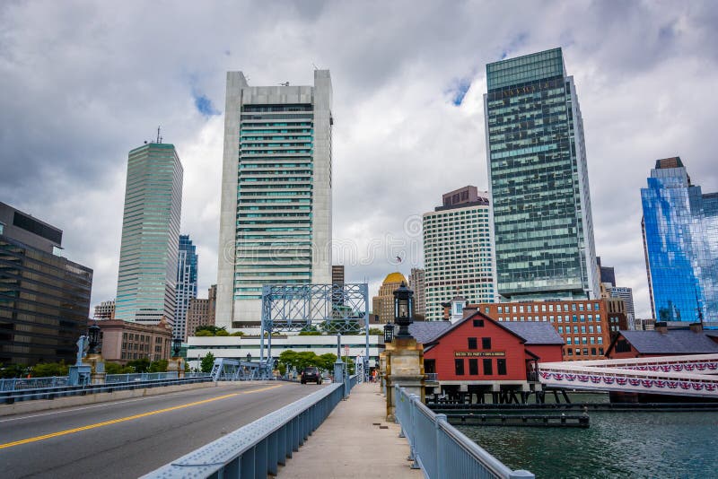 Fort Point Channel and the Boston Skyline, in Boston, Massachusetts ...