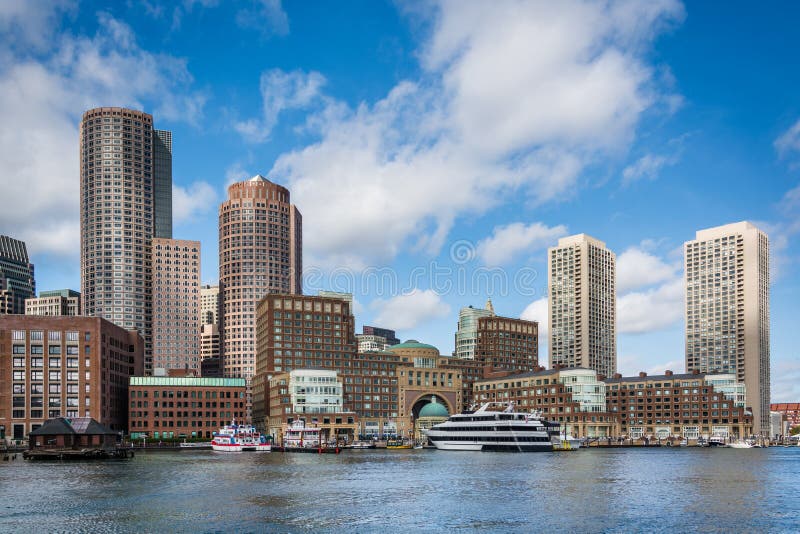 Fort Point Channel and the Boston Skyline, in Boston, Massachusetts ...