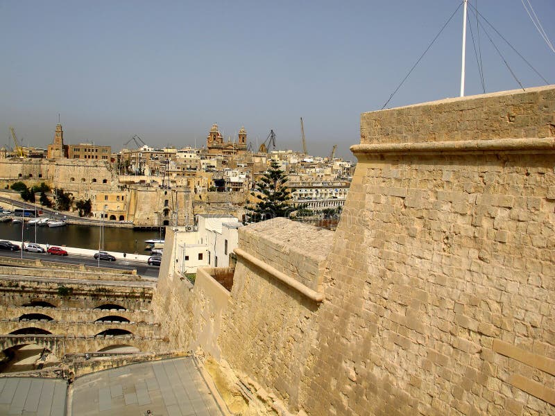 Fort St Angel in Birgu, Vittoriosa, Malta Stock Image - Image of ...