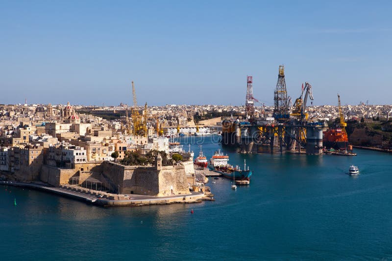 Fort St Michael, Grand Harbour, Malta Stock Image - Image of water ...