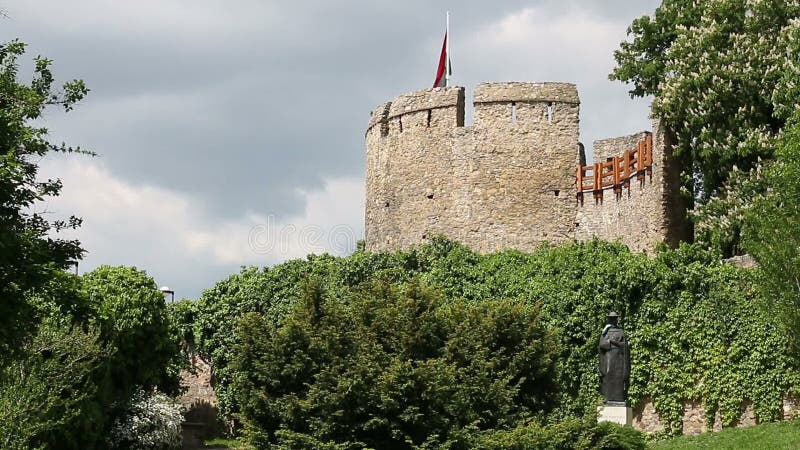 Fort Tower with Hungarian Flag Pecs Stock Video - Video of place ...