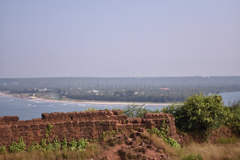Fort Wall in Goa, Just beside the Ocean Stock Photo - Image of india ...