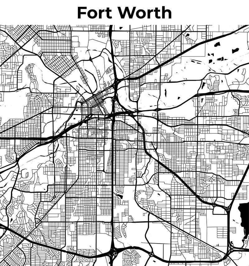 Fort Worth City Map, Cartography Map, Street Layout Map Stock Vector ...