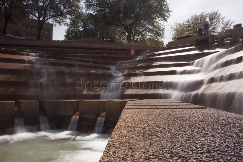 Fort Worth Water Gardens, Texas Stock Photo - Image of city, waterfall ...