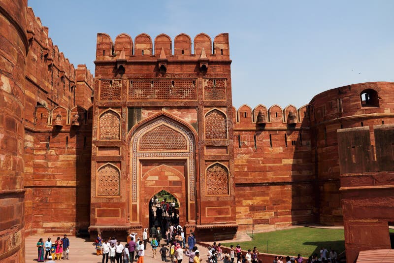 Arquitetura Do Forte De Agra, Agra, Uttar Pradesh, Índia Foto Editorial ...