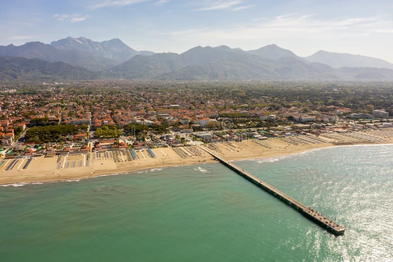 Forte Dei Marmi Pier View on Summer Stock Photo - Image of italian ...