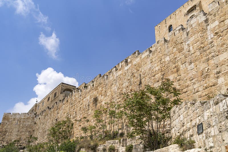 Fortification Medieval Walls of Jerusalem Stock Image - Image of ...