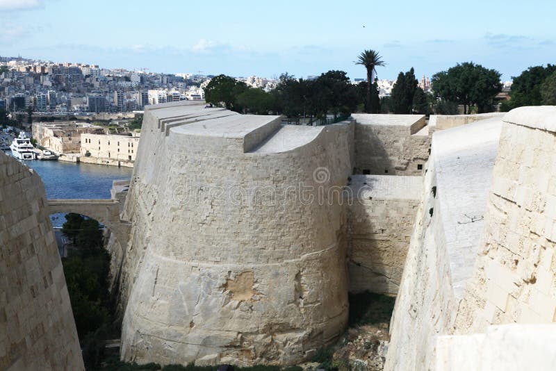 Fortifications Around Valletta Stock Image - Image of extensive, knight ...