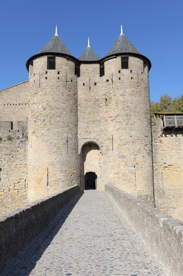 Fortified Gate of Carcassonne Stock Photo - Image of languedoc, wall ...