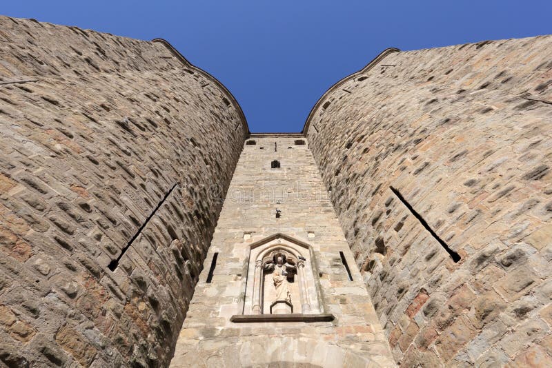 Fortified Gate of Carcassonne Stock Photo - Image of languedoc, wall ...