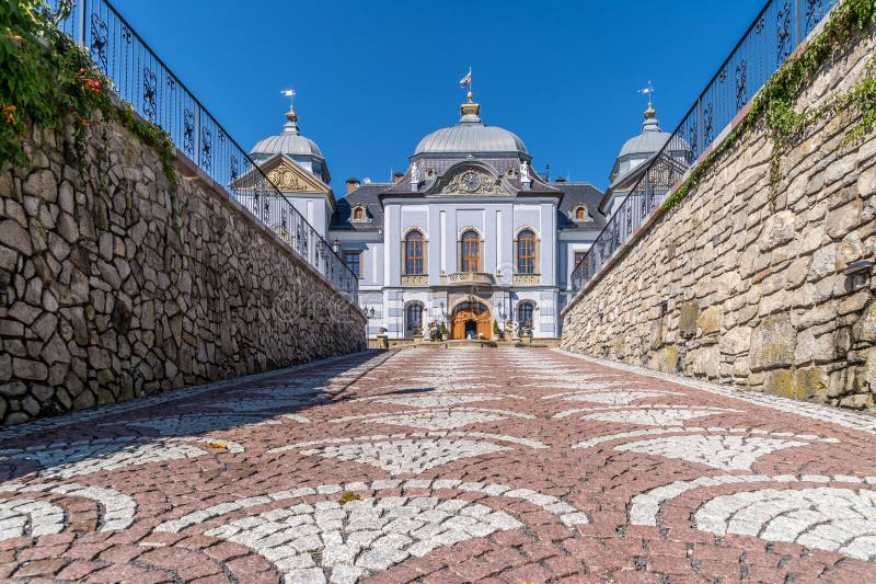 Aerial View with Baroque Halic Castle Built on a Hexagonal Plan with ...