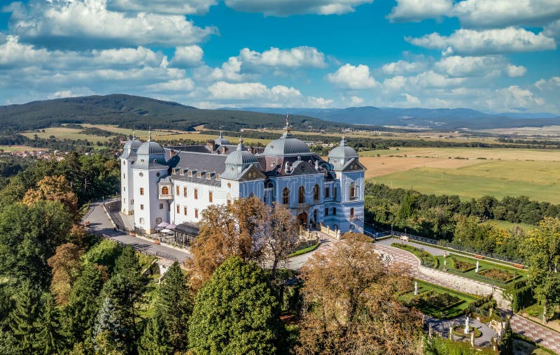 Aerial View with Baroque Halic Castle Built on a Hexagonal Plan with ...