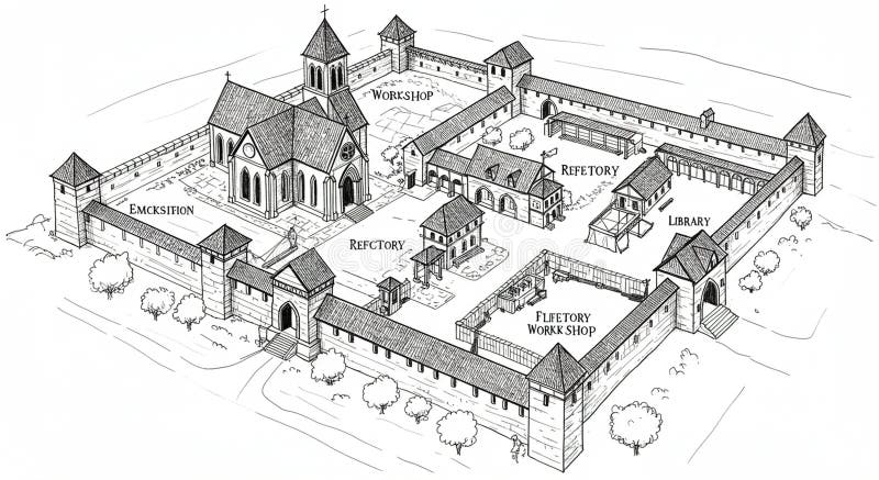 Medieval Monastic Communities Stock Illustrations – 5 Medieval Monastic ...