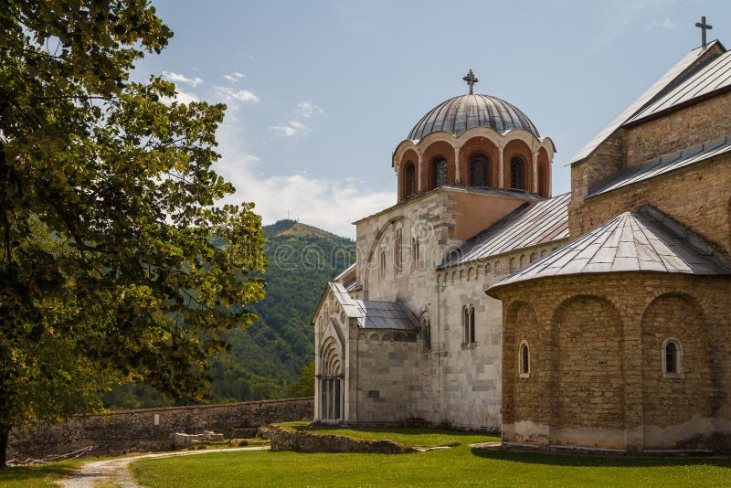 Fortified Medieval Studenica Monastery Stock Image - Image of medieval ...