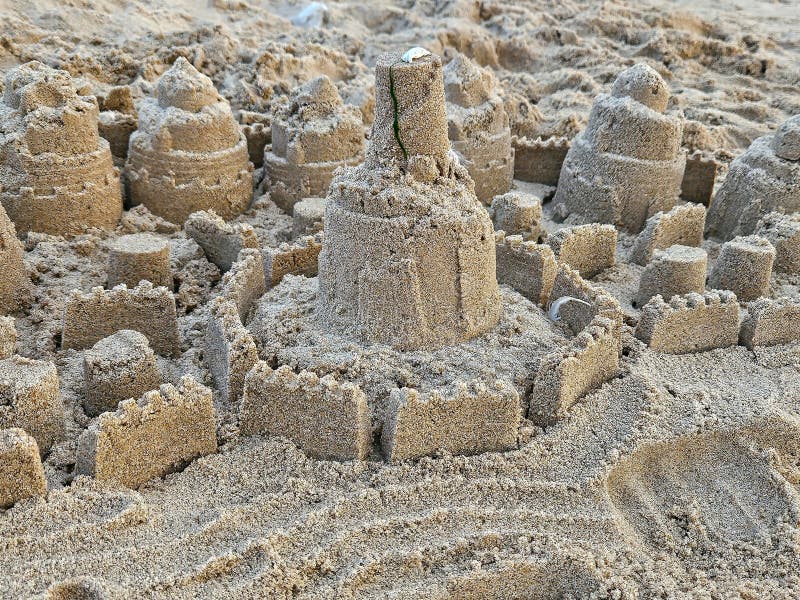 Sandcastle Fortress in Beach Sand Stock Photo - Image of fantasy ...