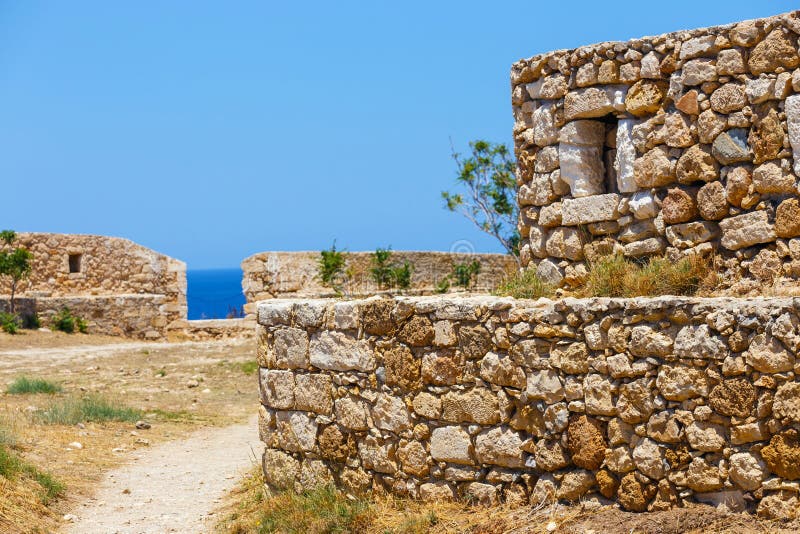 Fortress Fortezza in Rethymno on Crete Stock Photo - Image of blue ...