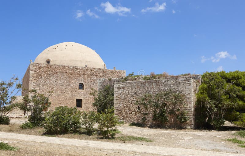 Fortress of Fortezza in Rethymno and the Mosque. Crete Stock Image ...