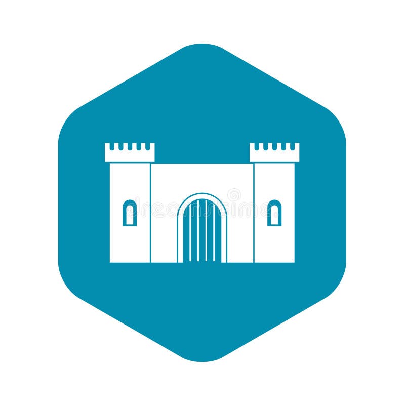 Fortress with Gate Icon White Stock Vector - Illustration of historical ...