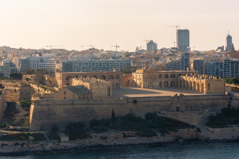 Fortress of Gzira at Sunset, Malta Stock Photo - Image of balcony ...