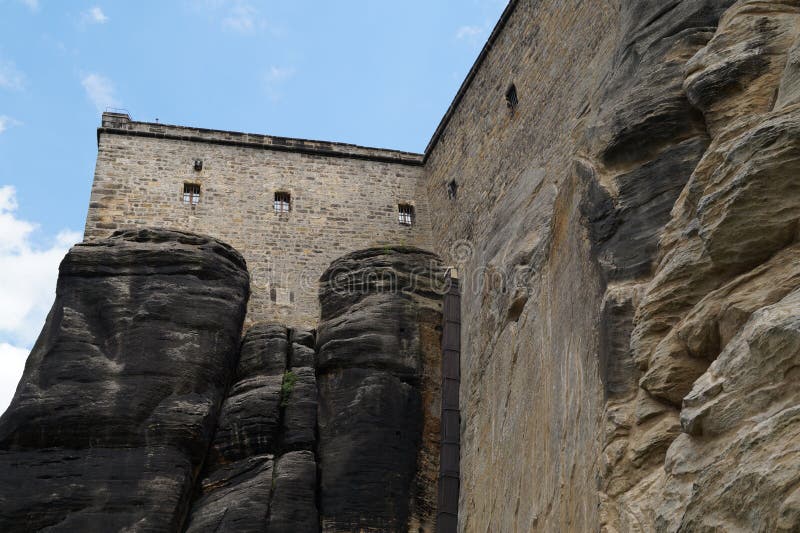 View of the Sturdy Walls of the KÃ¶nigstein Fortress. Stock Photo ...
