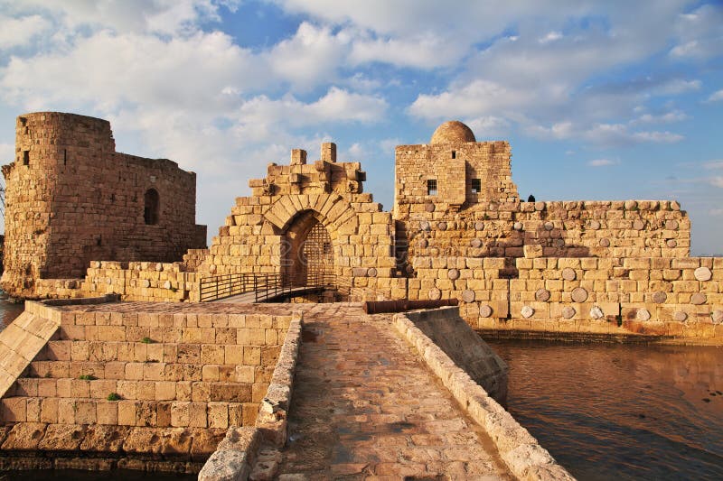 The Fortress in Sidon, Sayda, Lebanon Stock Image - Image of mosque ...