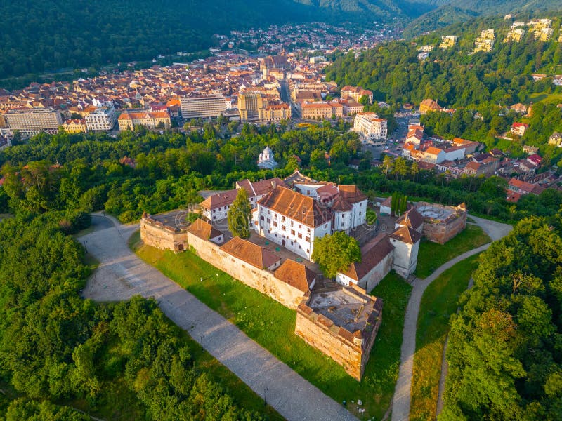 The Fortress-on-Straja in Romanian Town Brasov Stock Photo - Image of ...